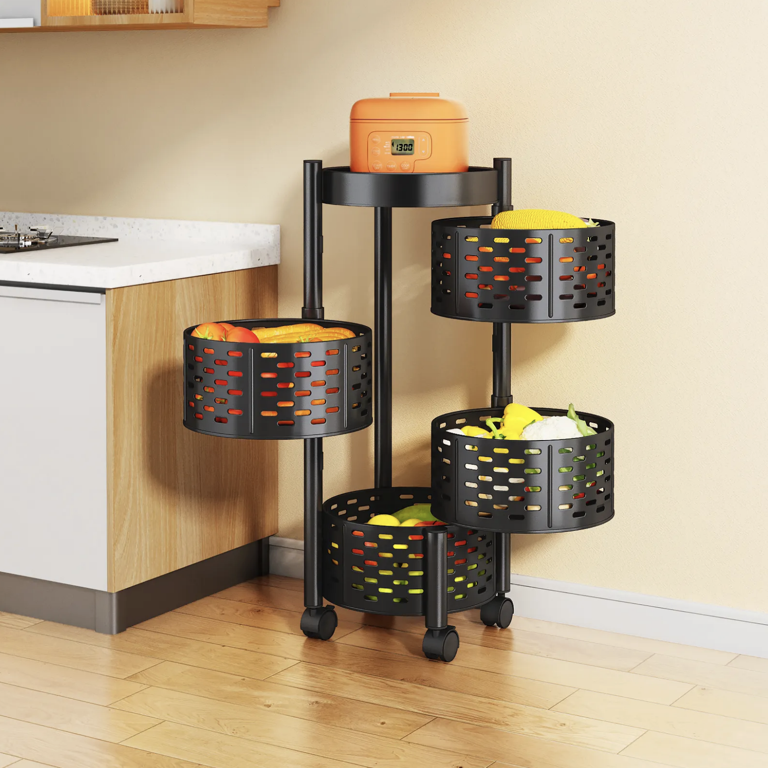 32% off on 4-Tier Rotating Mesh Storage Trolley | OneDayOnly