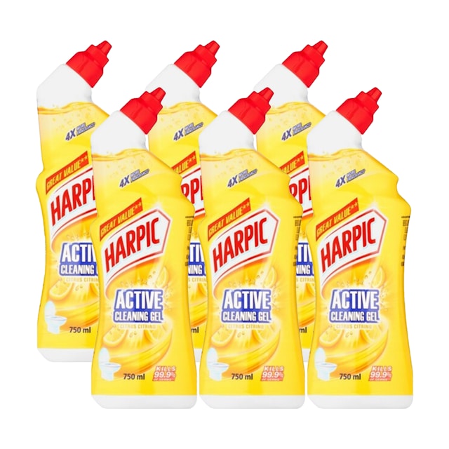 Harpic 6x 750ml Active Cleaning Gels | OneDayOnly