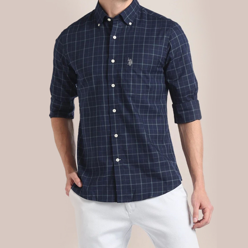 33% off on USPA Men's Checked Cotton Shirt | OneDayOnly