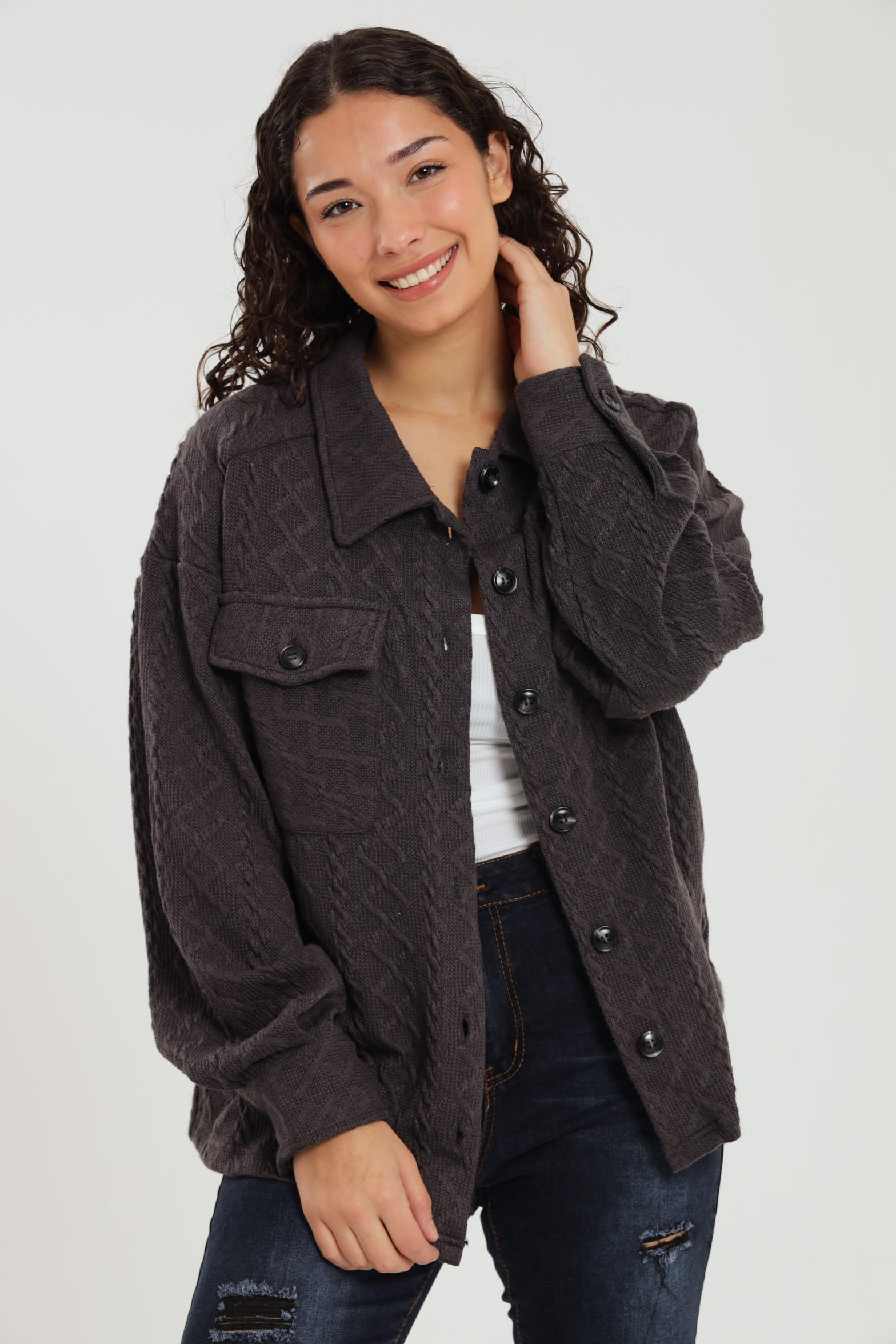 50% off on Ladies Knit Oversized Shacket | OneDayOnly
