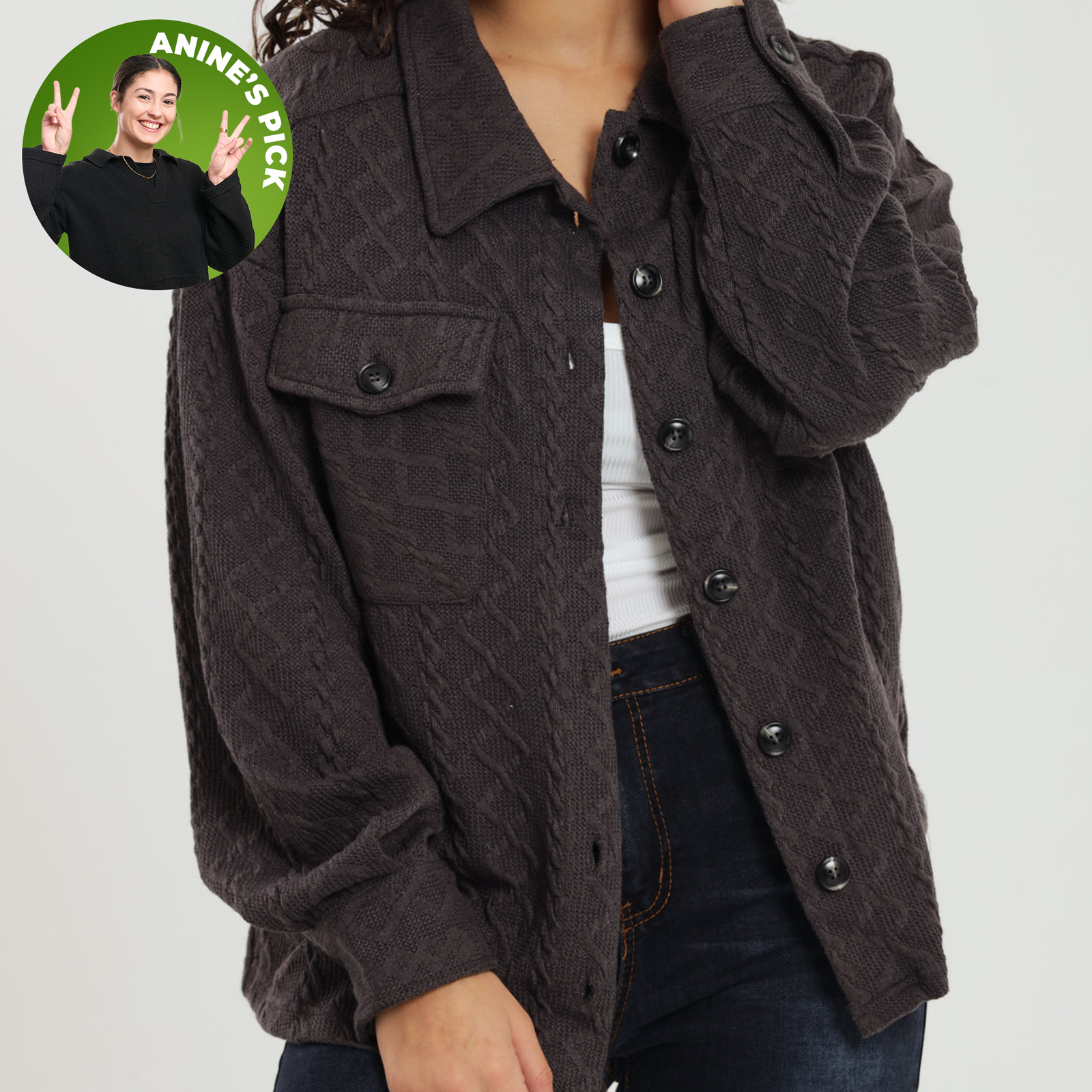50% off on Ladies Knit Oversized Shacket | OneDayOnly