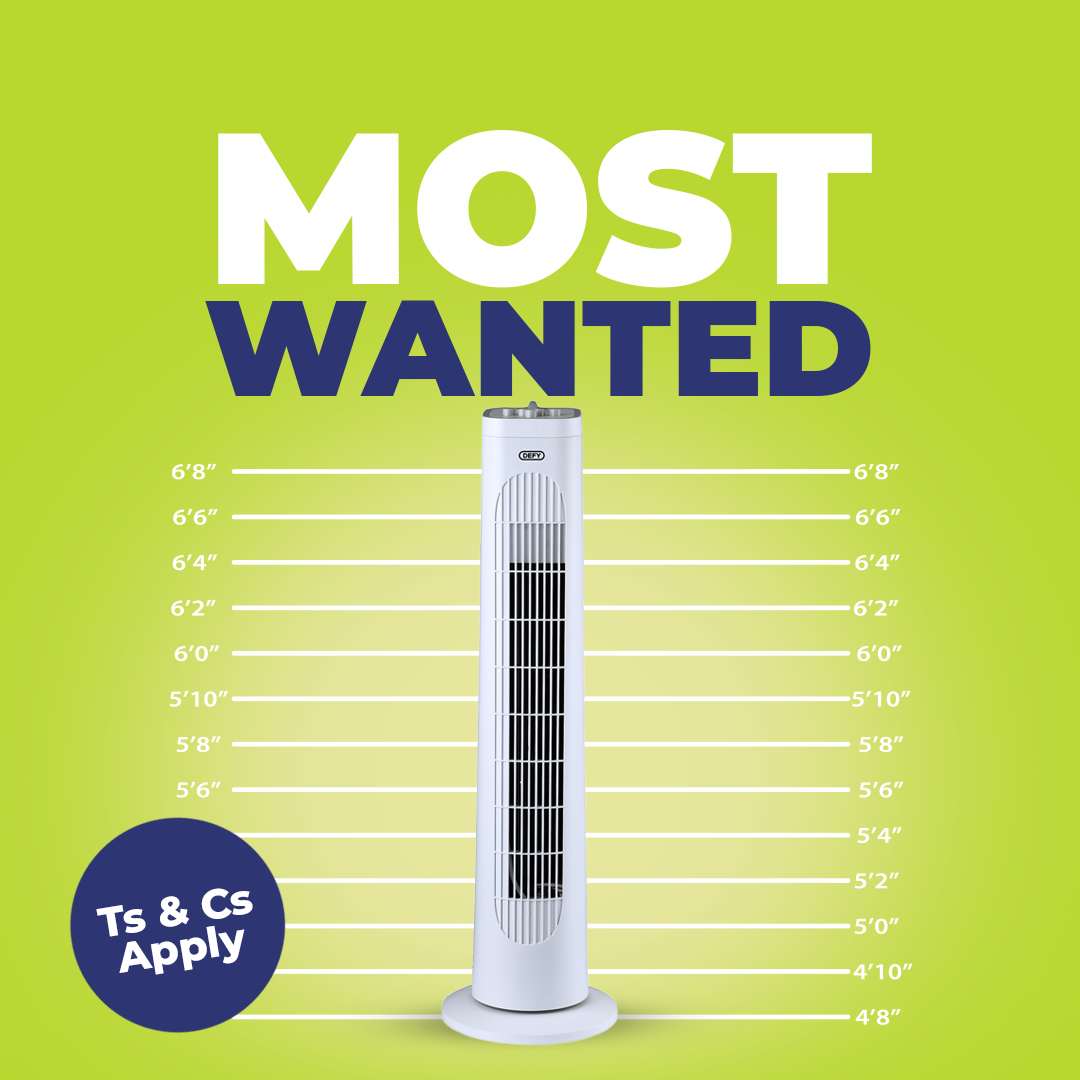 74% off on Defy 35W Mechanical Tower Fan | OneDayOnly