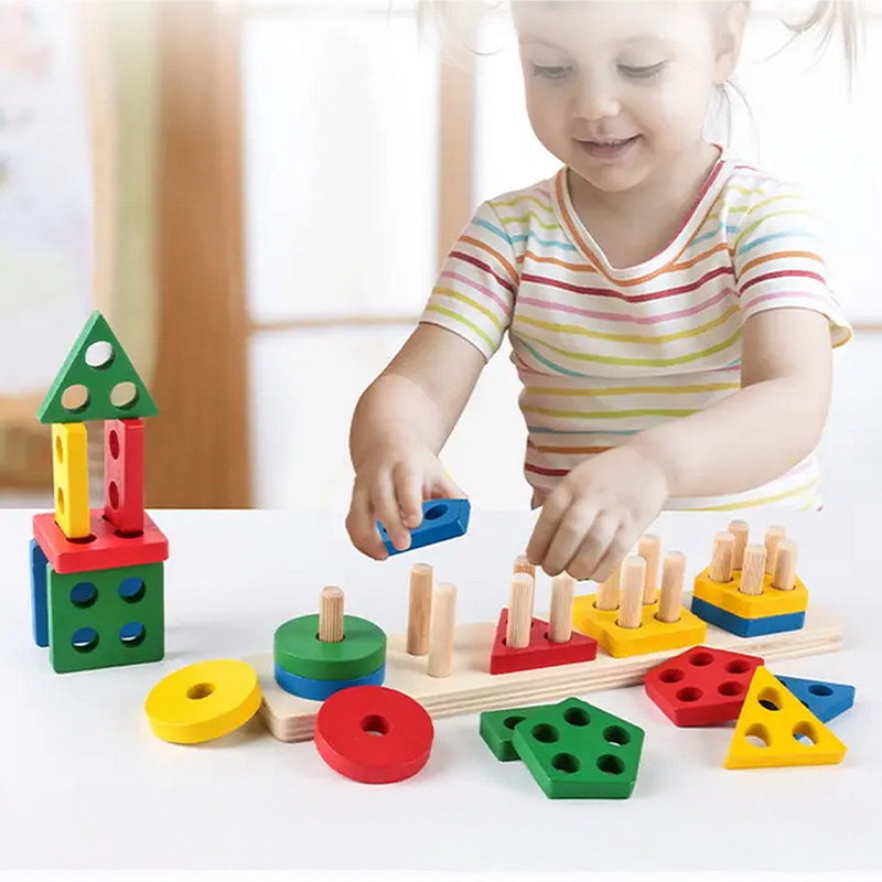 50% off on Wooden Geometric Block Sorter Toy | OneDayOnly